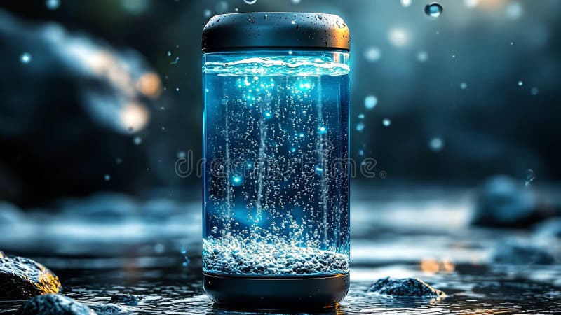 Refreshing Clear Water Bottle Filled with Sparkling Water in Serene ...