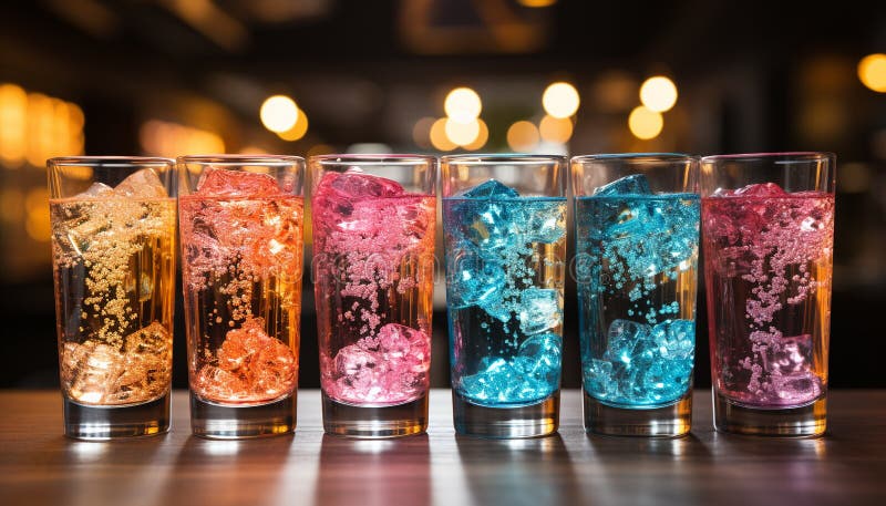 Refreshing Cocktail in a Glass, Surrounded by Colorful Party ...