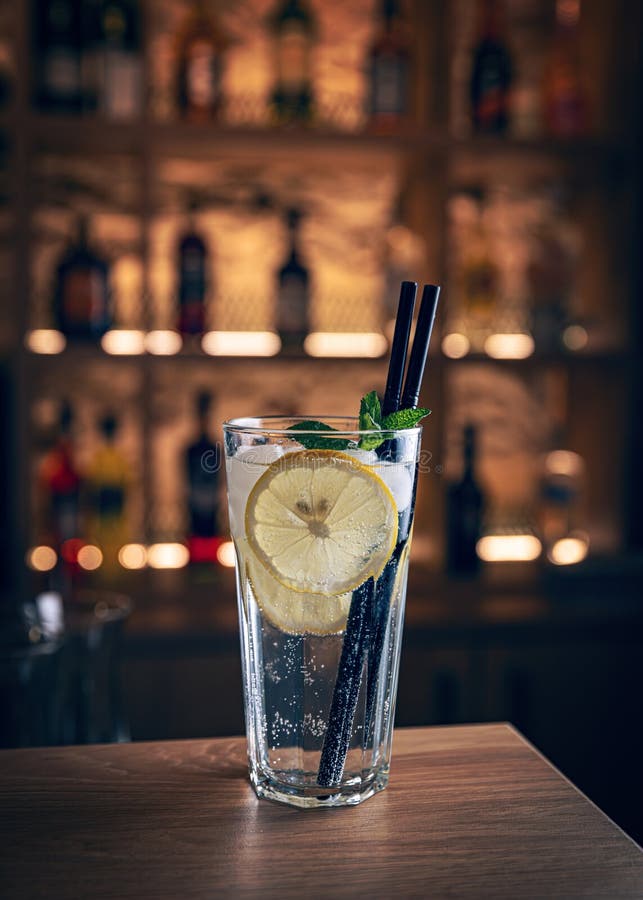 Refreshing Cocktail with Lemon and Mint Stock Image - Image of cold ...