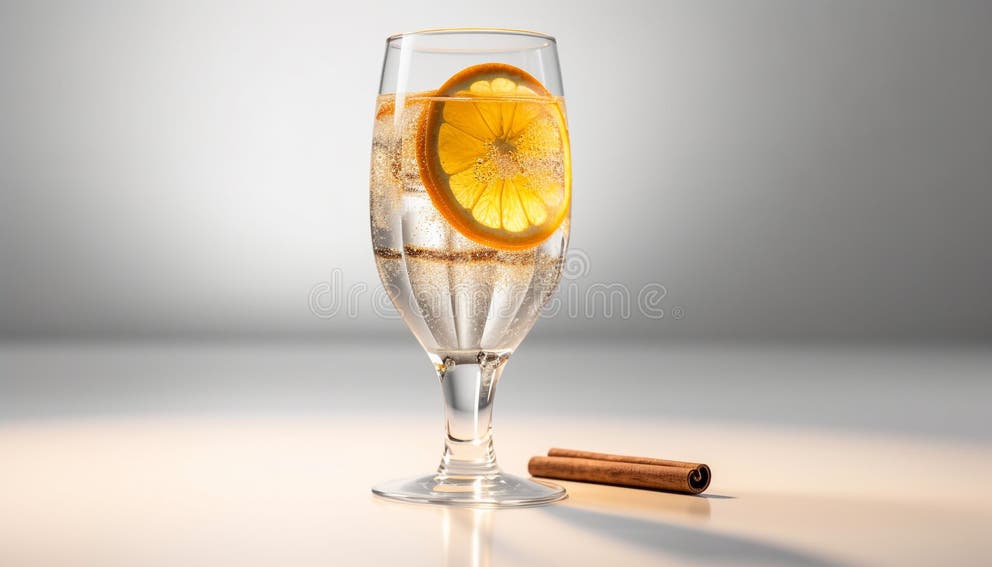 Refreshing Cocktail with Lemon Slice on Wooden Table, Summer Vibes Generated by AI Stock Photo ...