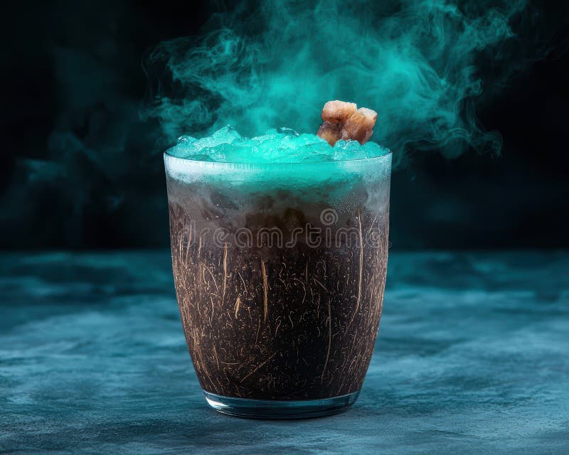 A Refreshing Cocktail with a Mysterious Blue Smoke Effect. Stock ...