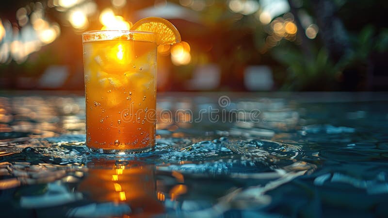 A Refreshing Cocktail Next To a Beautiful Swimming Pool Stock Photo ...
