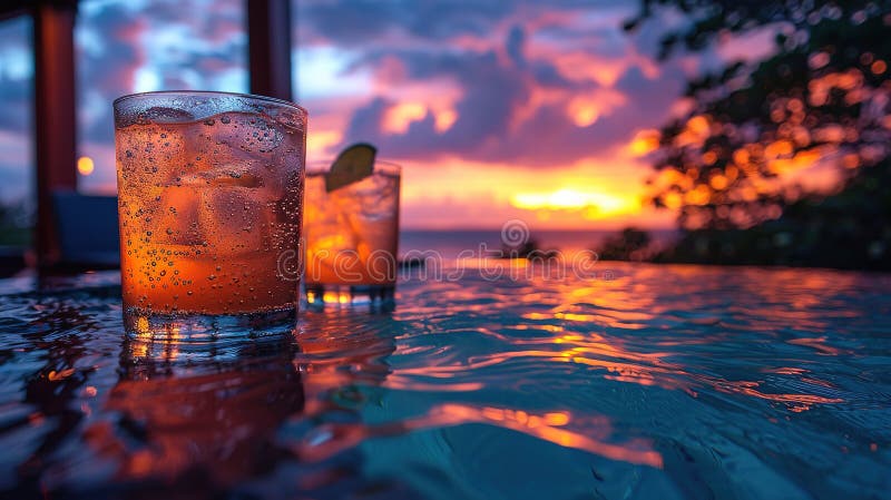 A Refreshing Cocktail Next To a Beautiful Swimming Pool Stock Image ...