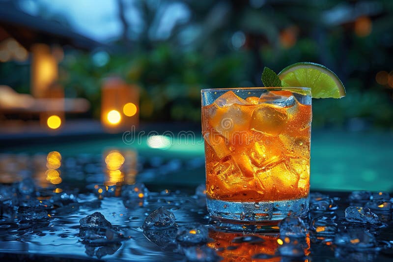 A Refreshing Cocktail Next To a Beautiful Swimming Pool Stock Photo ...