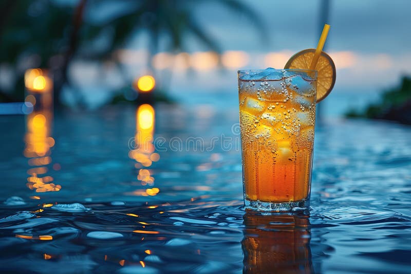 A Refreshing Cocktail Next To a Beautiful Swimming Pool Stock Image ...