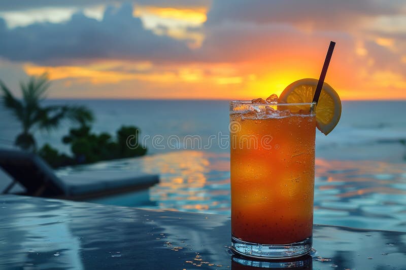 A Refreshing Cocktail Next To a Beautiful Swimming Pool Stock Photo ...