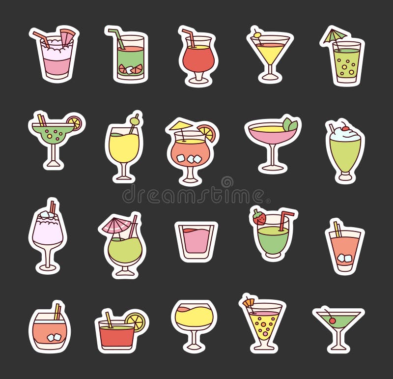 Refreshing Cocktail. Sticker Bookmark Stock Vector - Illustration of ...