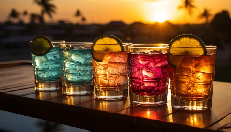 Refreshing Cocktail on a Summer Night at an Outdoor Bar Generated by AI ...