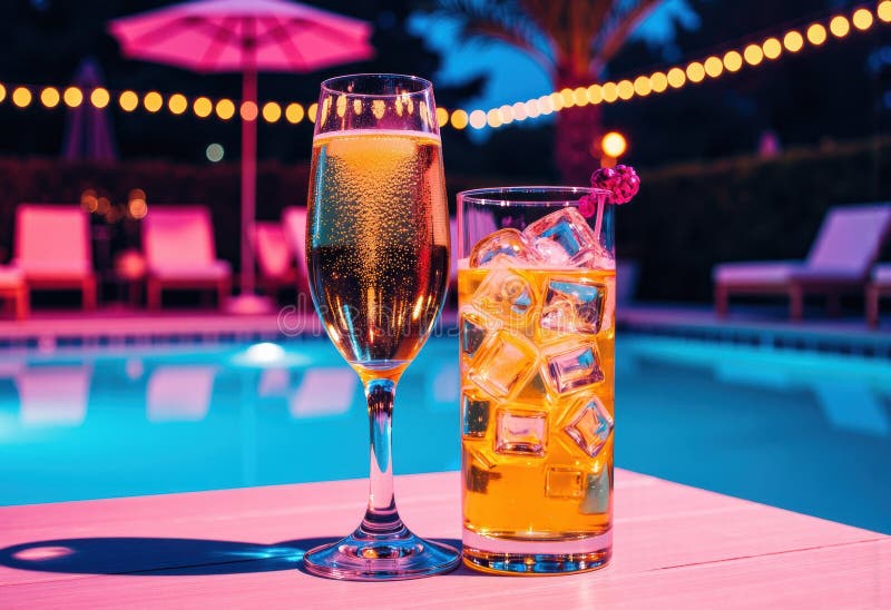 Refreshing Cocktails by the Poolside, Perfect for Summer Evenings Stock ...