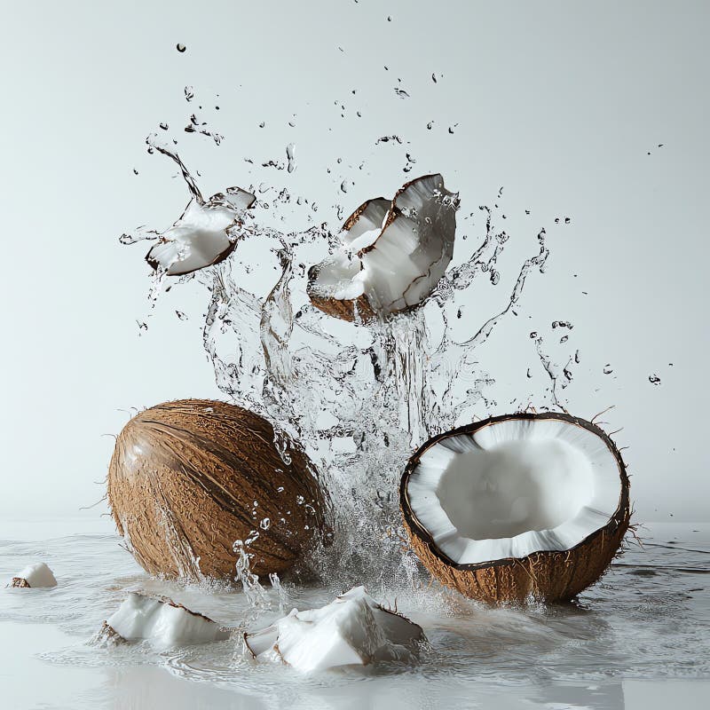 Refreshing Coconut Splash: Tropical Summer Hydration Stock Photo ...