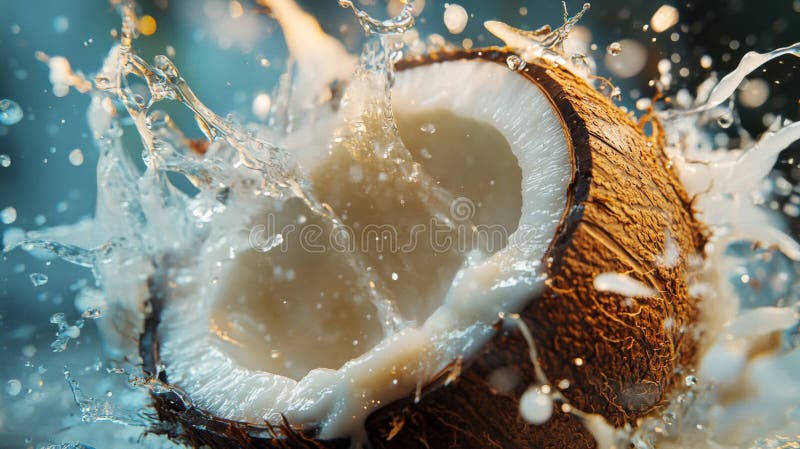 Refreshing Coconut Water Splash Stock Illustration - Illustration of ...
