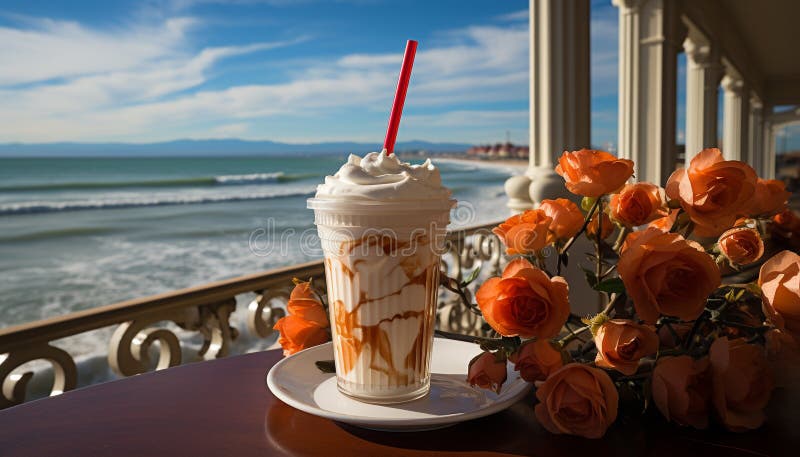 Refreshing Coffee Drink Enjoyed Outdoors on a Sunny Day Generated by AI ...