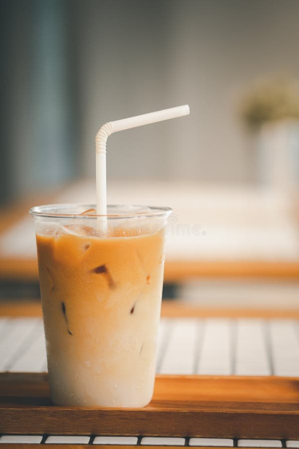 Refreshing Coffee Drinks Iced Latte in the Glass Stock Photo - Image of ...