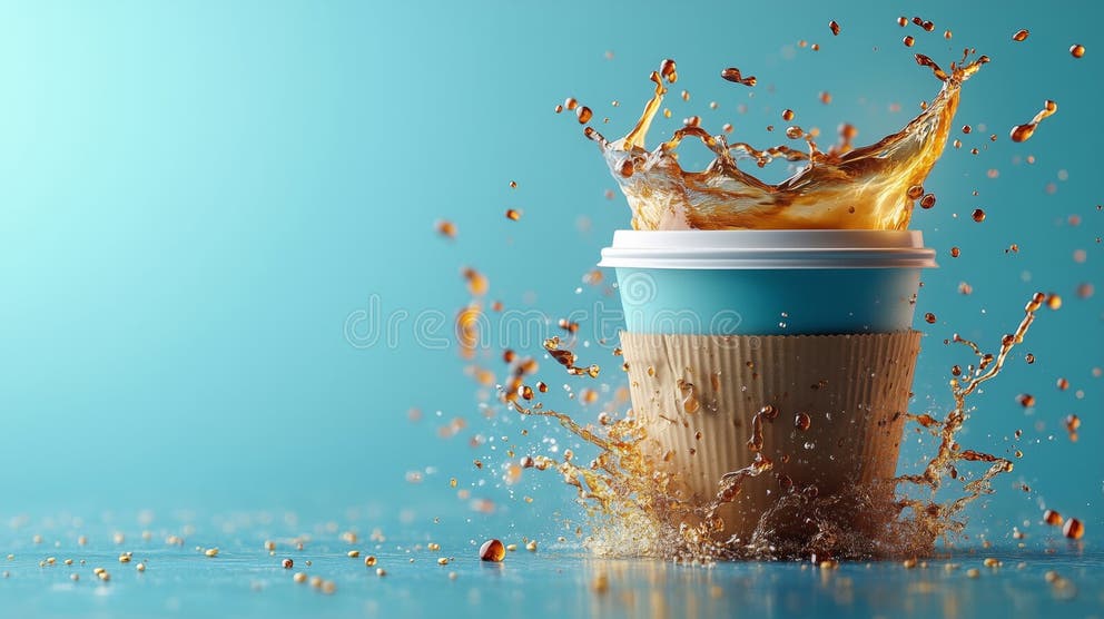 Refreshing Coffee Splash in Blue Cup Dynamic Motion Stock Photo - Image ...