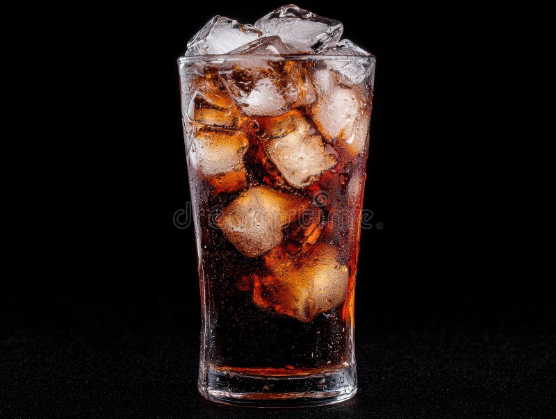 Refreshing Cola Drink with Ice Cubes Stock Illustration - Illustration ...