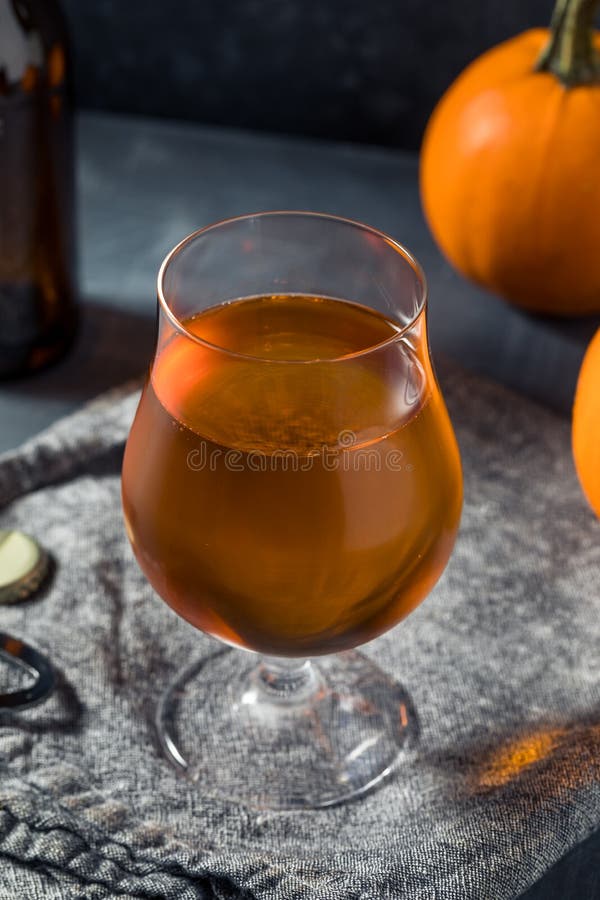 Refreshing Cold Autumn Pumpkin Spice Hard Cider Stock Image - Image of ...