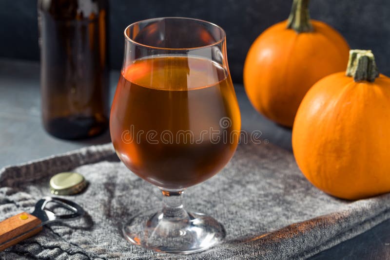 Refreshing Cold Autumn Pumpkin Spice Hard Cider Stock Photo - Image of ...