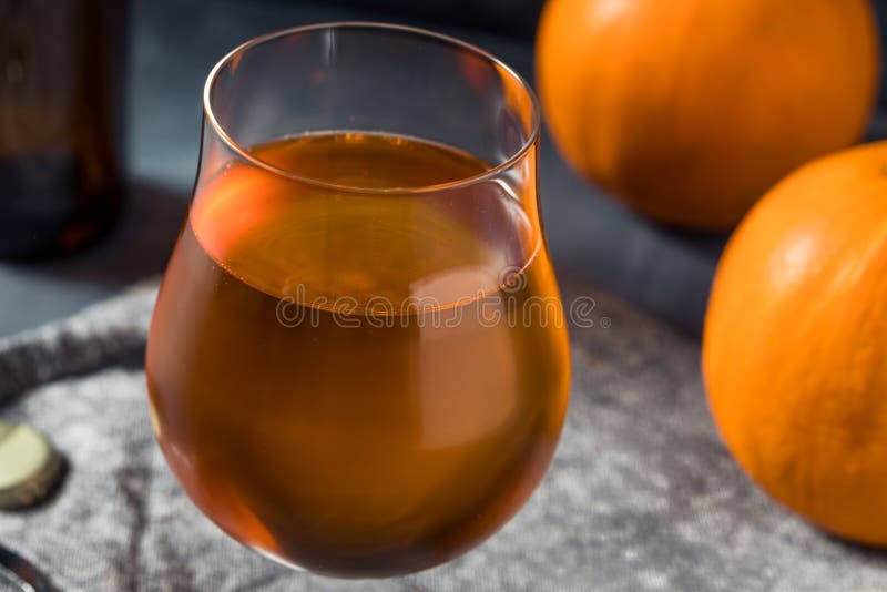 Refreshing Cold Autumn Pumpkin Spice Hard Cider Stock Photo - Image of ...
