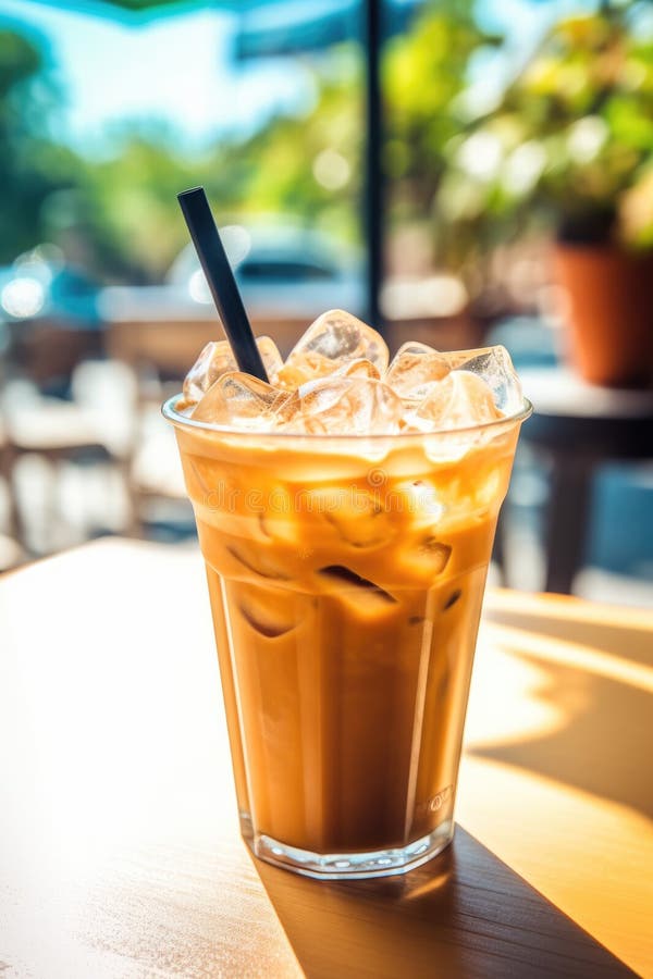 Refreshing Cold Iced Coffee on the Table by the Pool Stock Photo ...