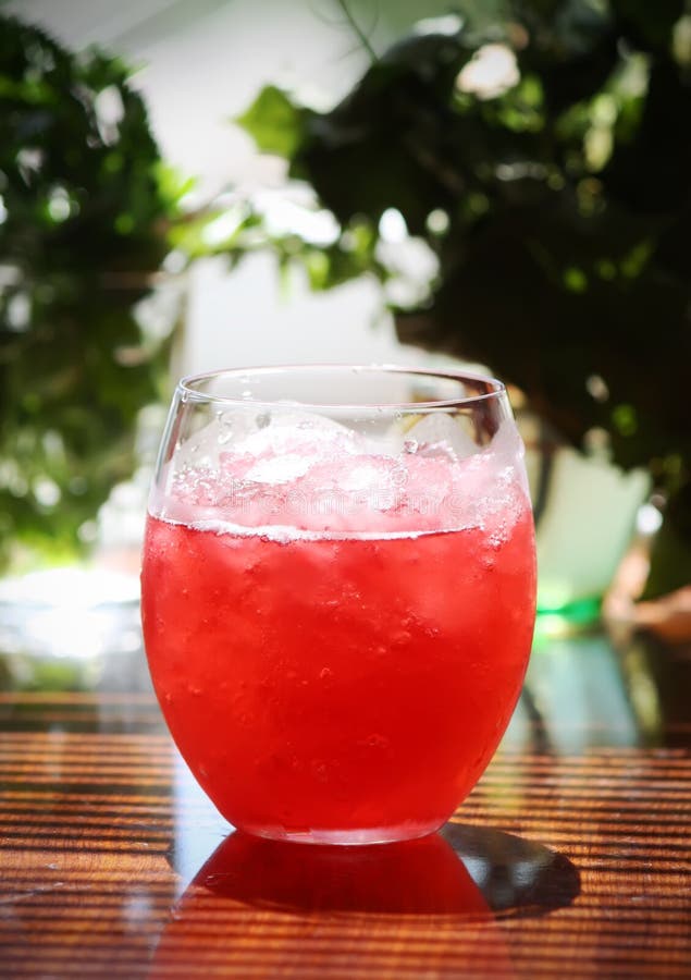 Refreshing Cold Pink Cocktail Stock Photo - Image of summer, green ...