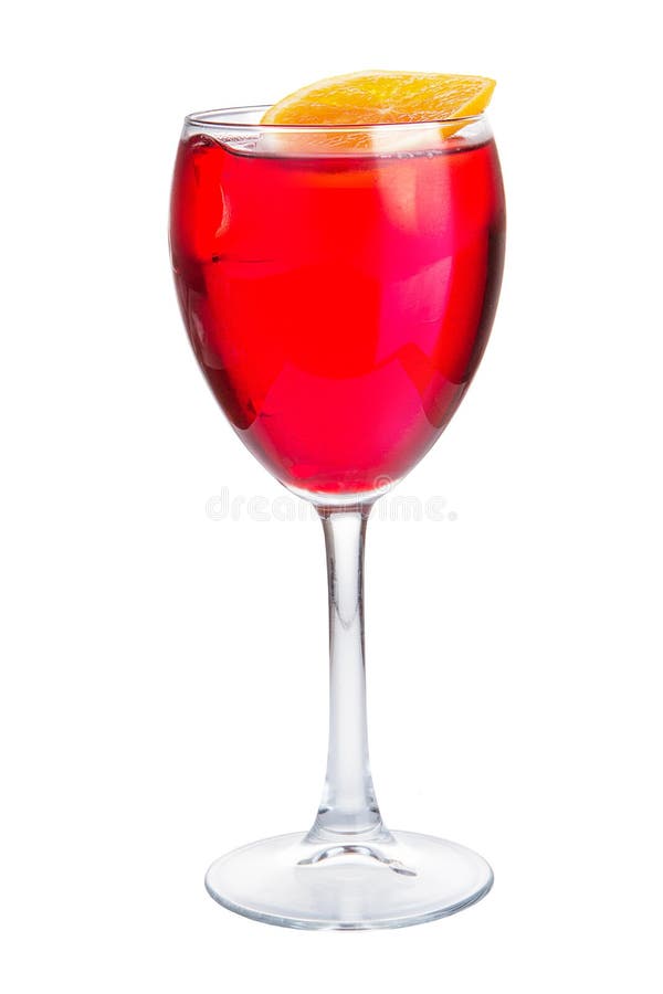 Refreshing Cold Red Cocktail with Ice with Orange Decoration Stock ...