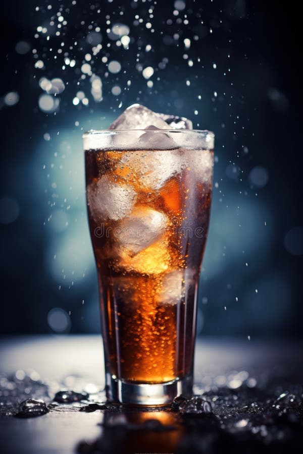 Refreshing Cold Soda Drink with Ice Cubes Stock Illustration ...