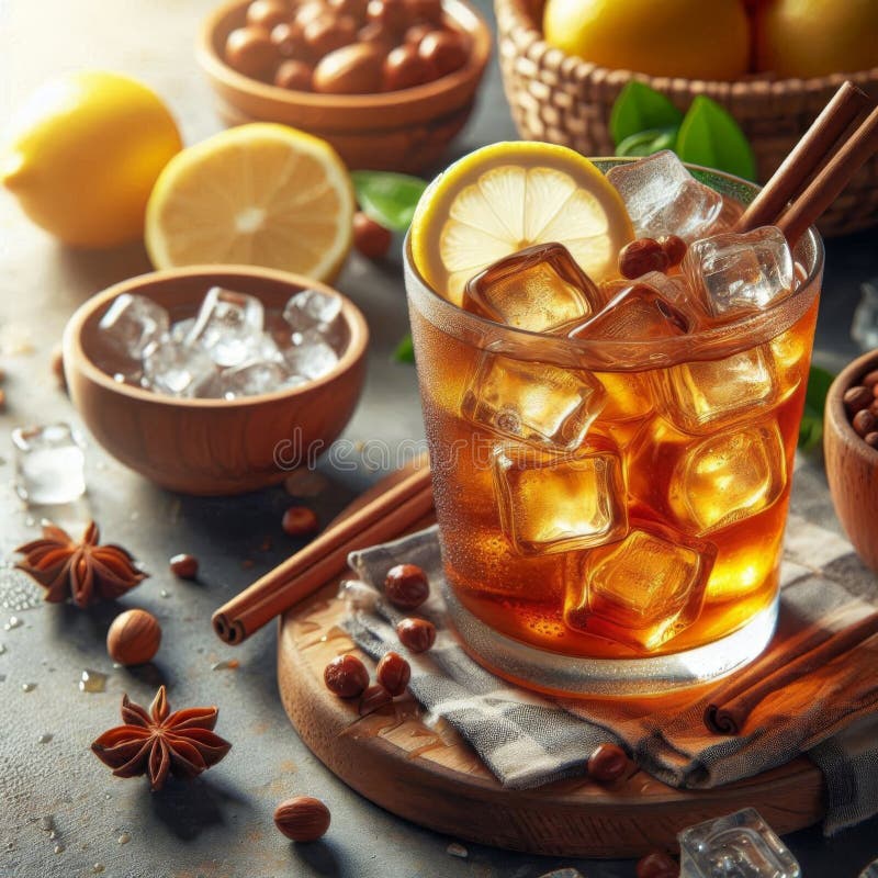 Refreshing Cold Tea with Ice Cubes and Lemon, Perfect for Quenching ...