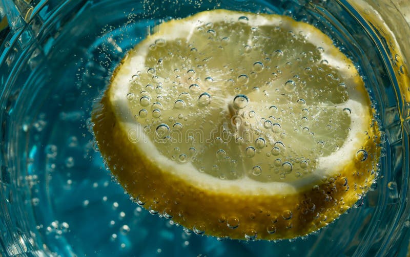 Refreshing Water with Lemon and Gas Bubbles Stock Image - Image of ...