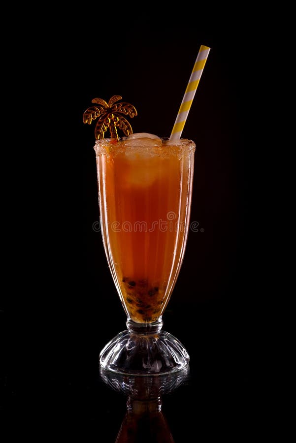 Refreshing Cool Mango Rum Collins on the Bar Counter. Cocktail at a ...
