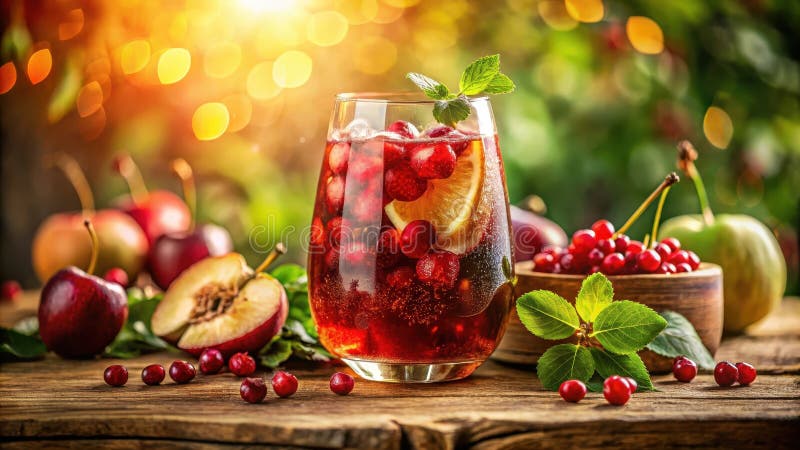 Refreshing Cranberry Apple Fizz with a Hint of Citrus. Generative AI ...