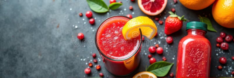 Refreshing Cranberry Orange Juice with Strawberries and Lemon Garnish ...