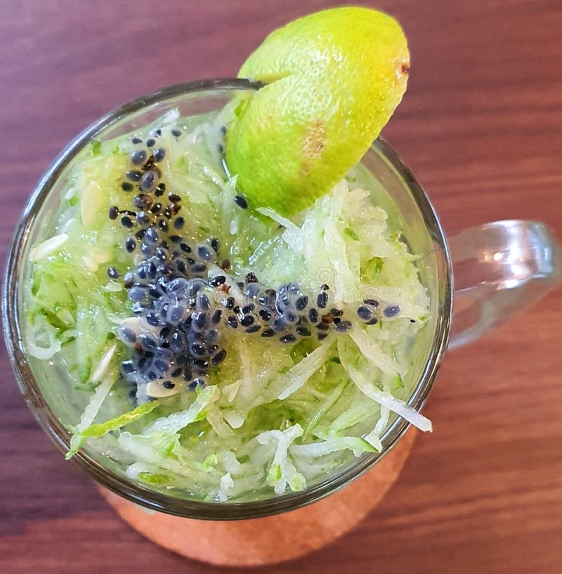Refreshing Cucumber Basil Lemonade Drink in Glass Stock Photo - Image ...