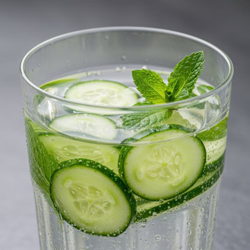 Refreshing Cucumber and Mint Infused Water in Glass Stock Image - Image ...