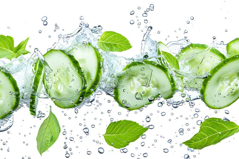 Refreshing Cucumber Splash stock image. Image of splash - 329943443