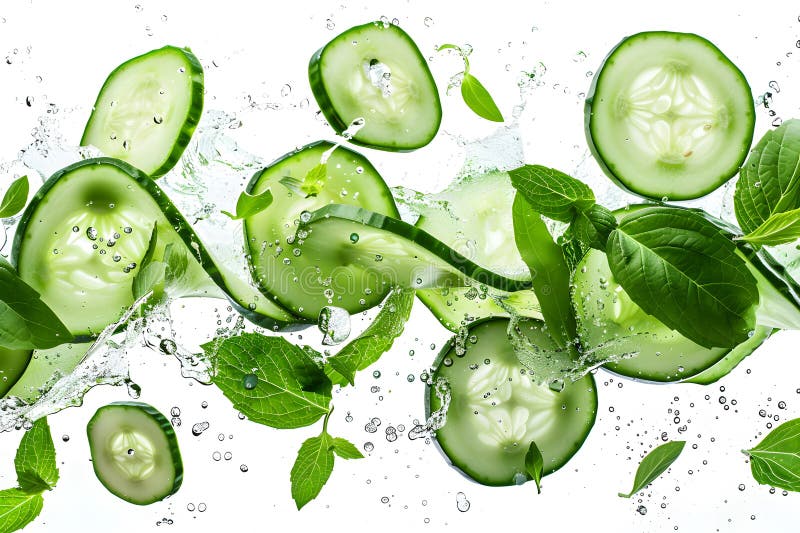 Refreshing Cucumber Splash stock photo. Image of white - 329943448