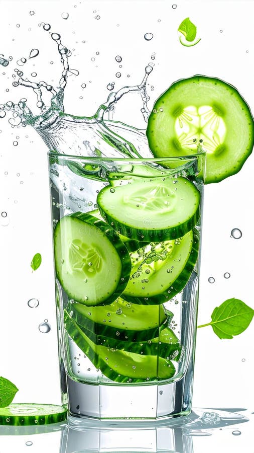 Refreshing Cucumber Water Drink in Glass Stock Illustration ...