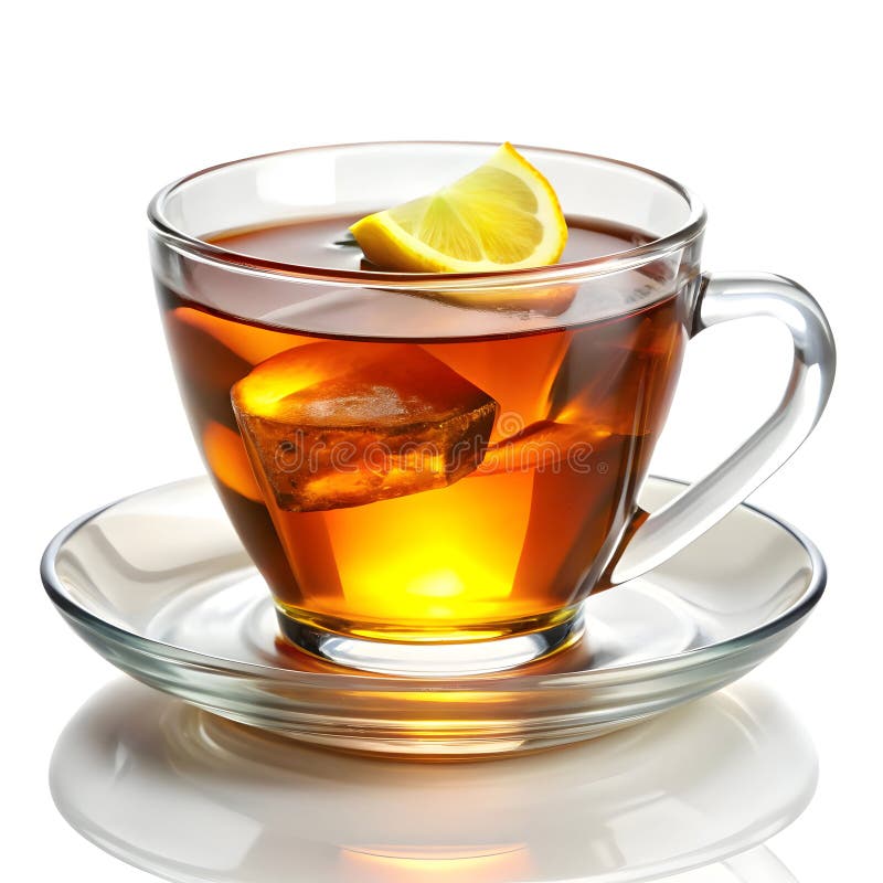 A Refreshing Cup of Iced Tea Displayed Against a White Background Stock ...