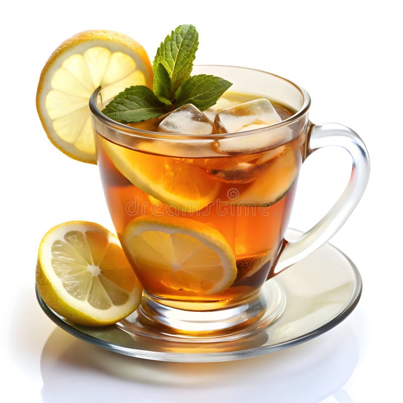 A Refreshing Cup of Iced Tea Displayed Against a White Background Stock ...