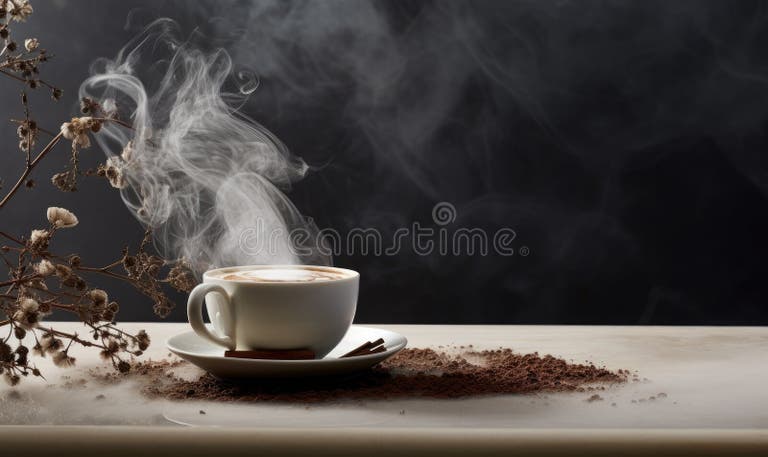A Refreshing Cup of Java with Whiffs of Steam Filling the Air Stock ...