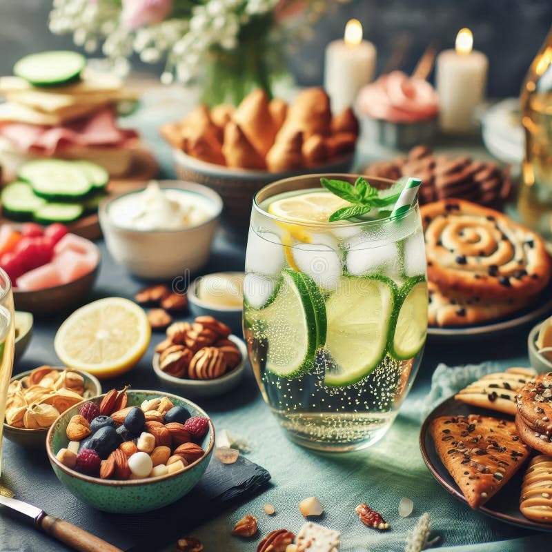 A Refreshing 3D Glass of Sparkling Lemonade with Cucumber and Mint ...