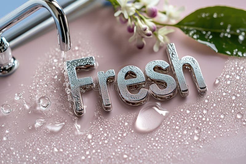 Refreshing Design: Text Fresh Displayed in Creative Font Adorned with ...