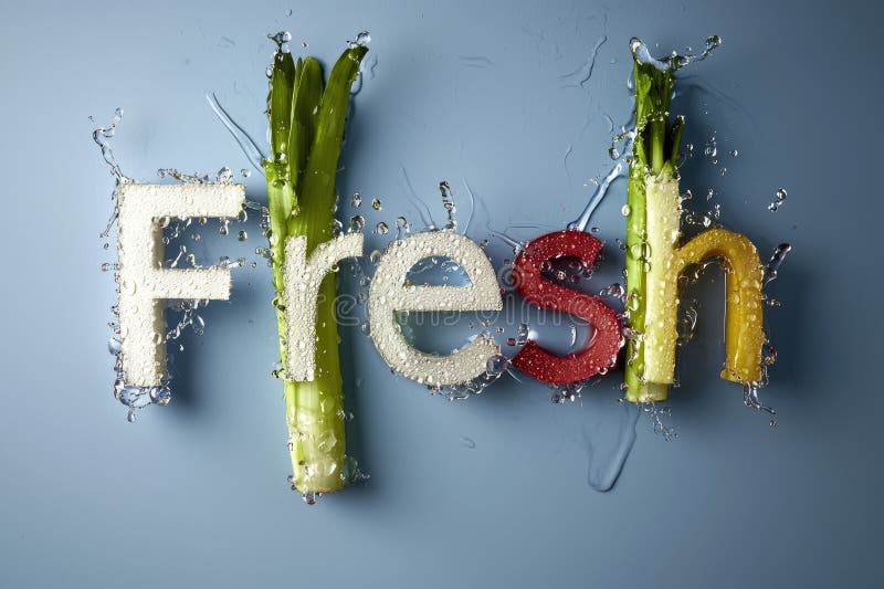 Refreshing Design: Text Fresh Displayed in Creative Font Adorned with ...