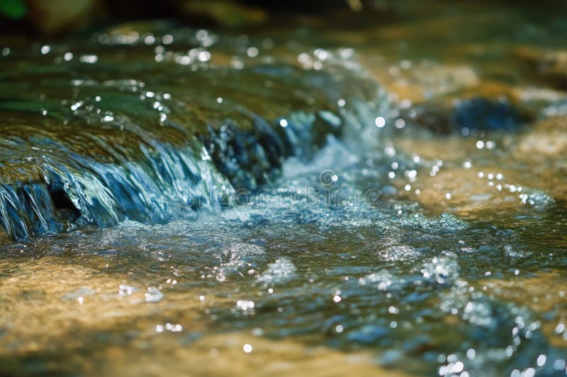 Refreshing Details of Crystal Clear Spring Water Stream. Stock ...