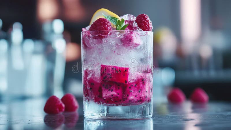 Refreshing Dragon Fruit Raspberry Cocktail Stock Illustration ...
