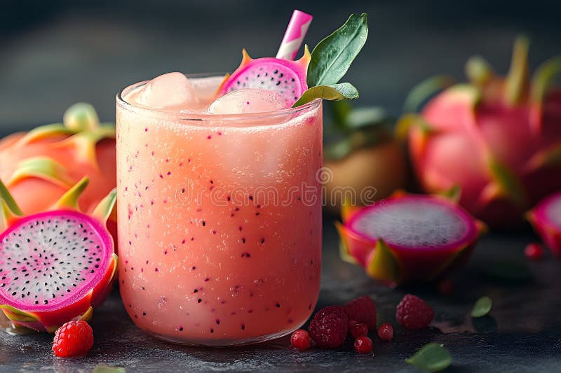 Refreshing Dragon Fruit and Raspberry Smoothie with Fresh Ingredients ...
