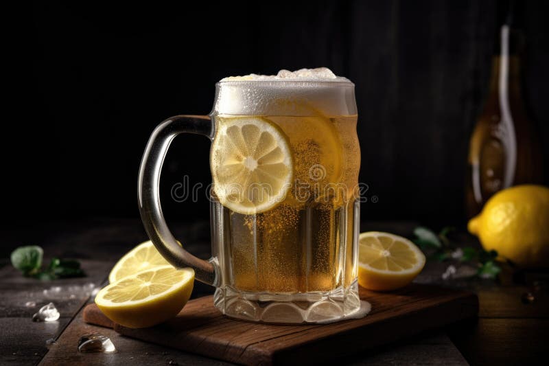 Refreshing Draught Beer with Lemon Wedge and Salt on the Side Stock ...