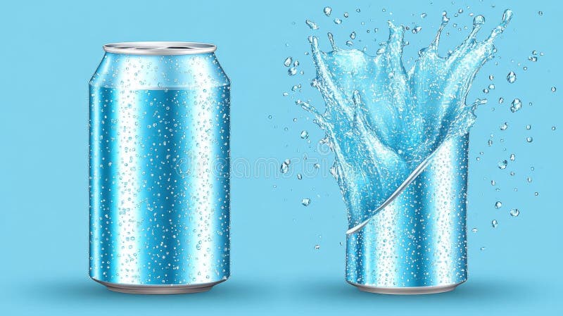 Refreshing Drink Can Splash Stock Illustration - Illustration of drink ...