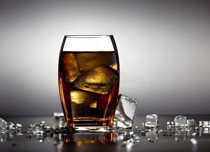 Refreshing Drink .a Glass of Cold Refreshing Drink and Ice Cubes Stock ...