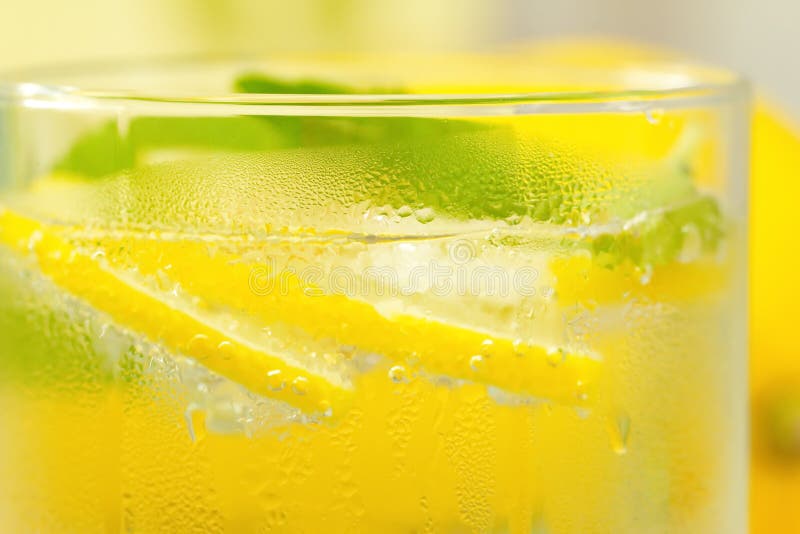Refreshing Drink with Lemon, Ice and Mint Stock Photo - Image of drink ...