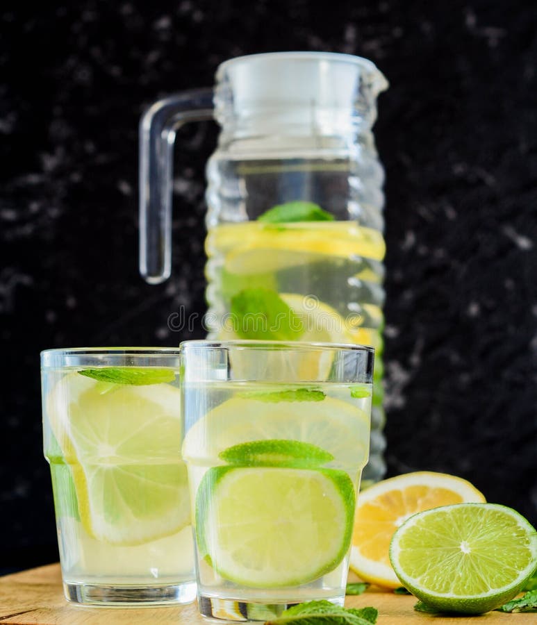Healthy Lemon and Lime Water Stock Image - Image of infusions, glass ...